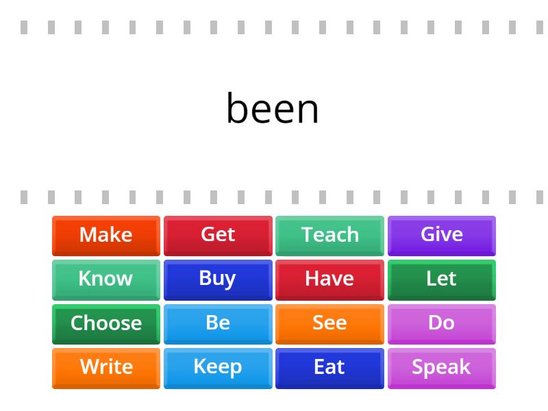 Match the verb with its past participle form. - Find the match