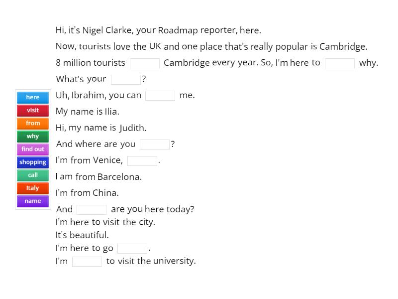 RoadMap a1 unit 1 video script - Missing word
