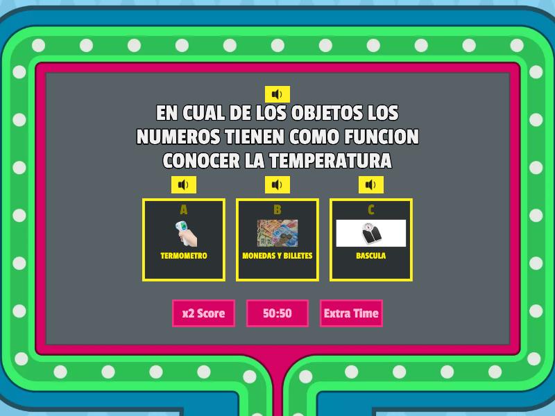 USO DE LOS NUMEROS EVALUACION - Gameshow quiz
