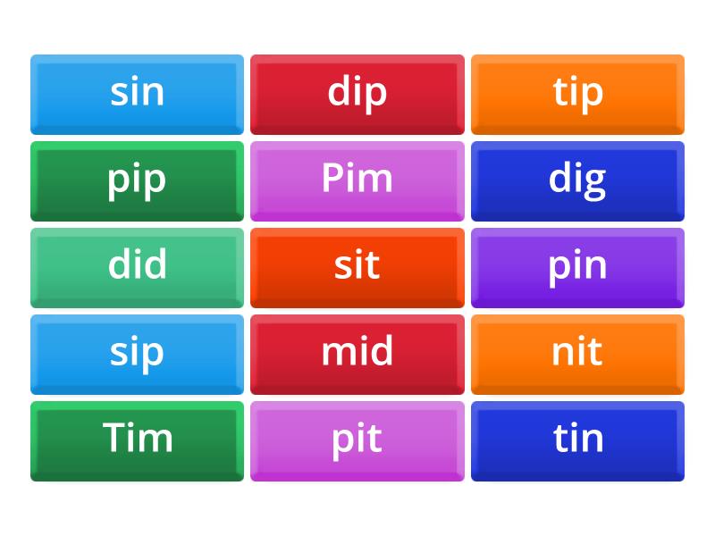 Short Vowel "i' word families - Flip tiles