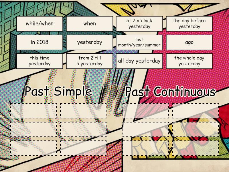 Past Continuous/Past Simple markers - Group sort