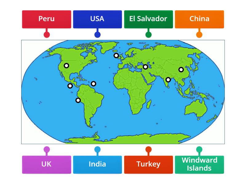 World map - Globalisation lesson year 10 - Labelled diagram