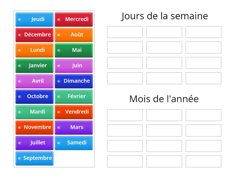Jours et Mois - Group sort