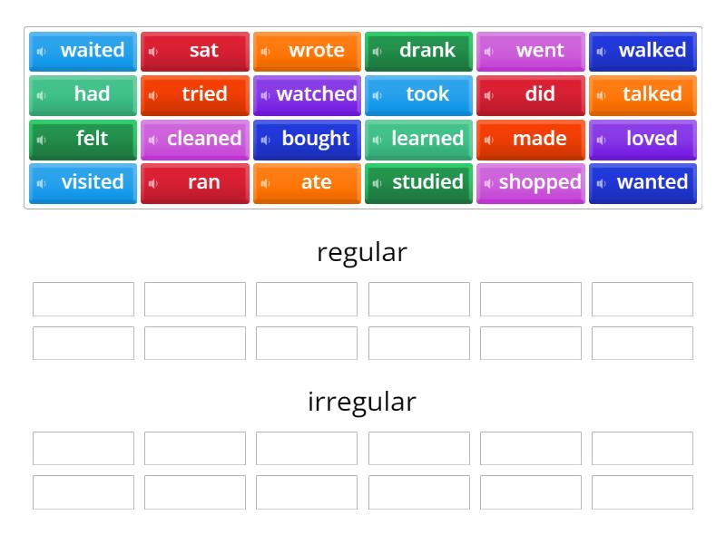 Simple Past Verbs (Regular and Irregular) - Ordenar por grupo