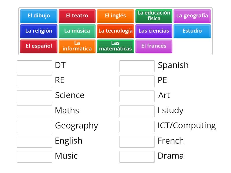Que estudias vocab test - Match up