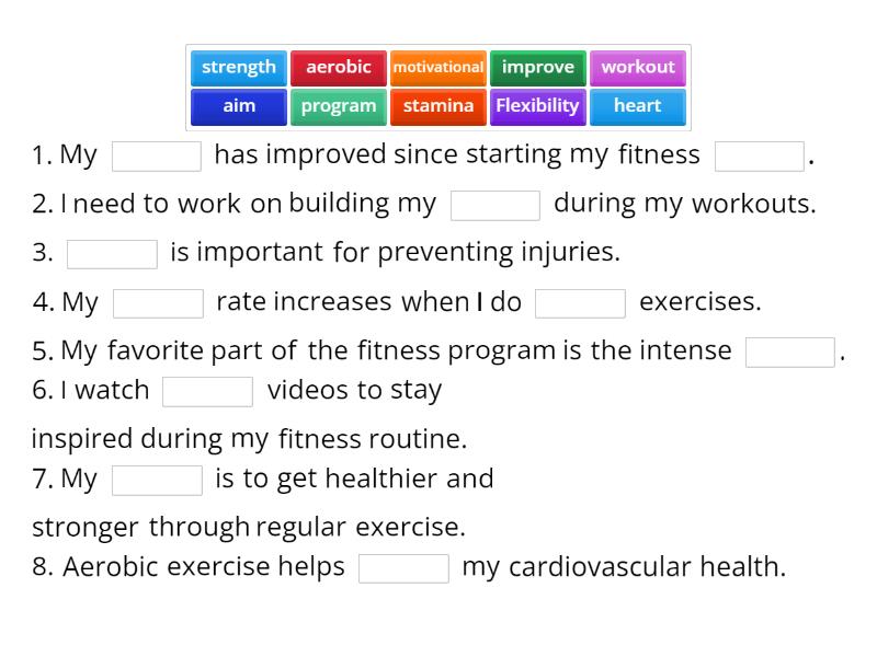 GW A2 U3 Life skills - Keeping fit - sentences - Complete the sentence