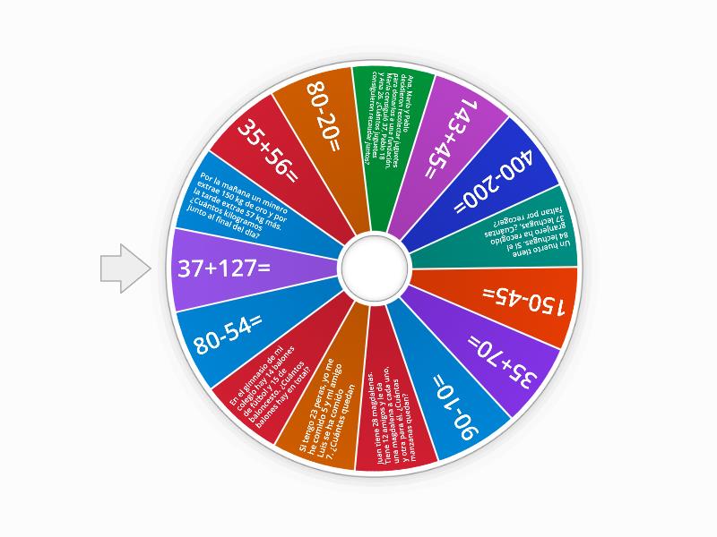 sumas y Restas - Rueda aleatoria