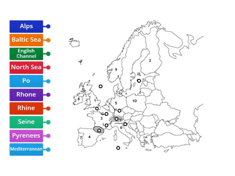 Physical Features of Europe - Labelled diagram