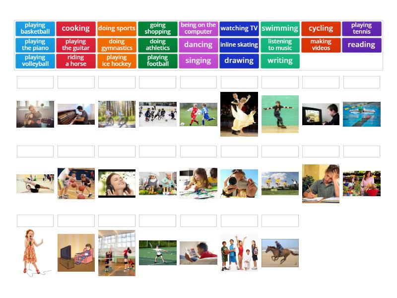 Hobbies - Match the words with the pictures - Match up