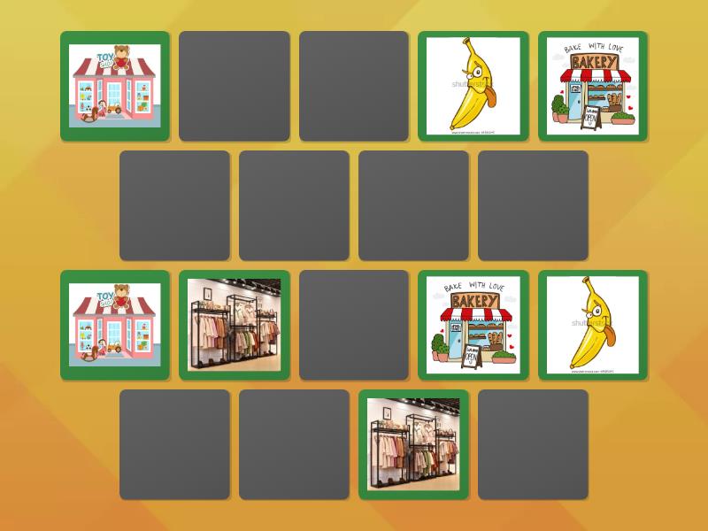 Memory game: Places in the city - Matching pairs