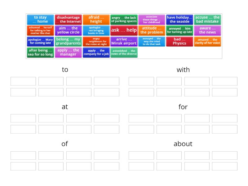 Prepositions 1 - Group sort