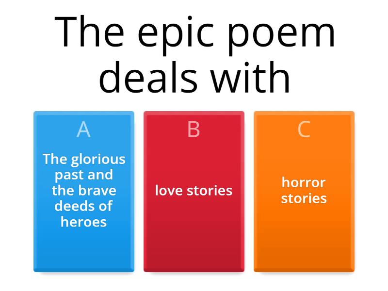 Epic poem + Beowulf - Quiz