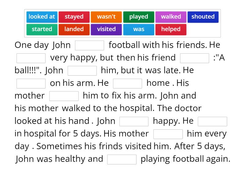 Past simple story (regular verbs) - Complete the sentence