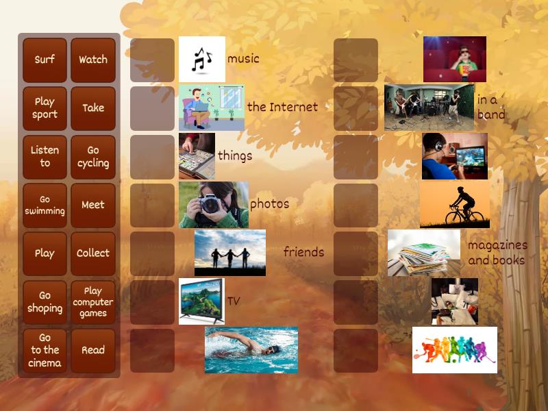 Find the other half of the phrase that matches the photo - Match up