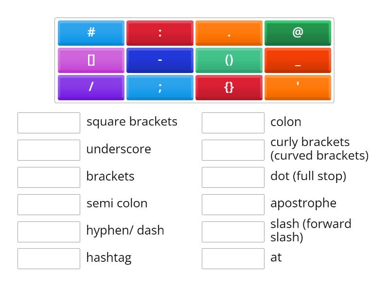 Punctuation (Keyboard symbols) - Match up