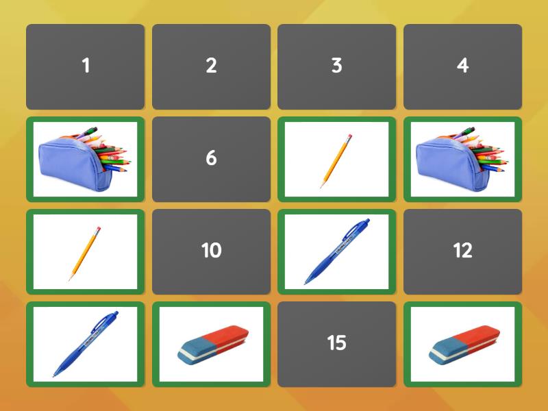 School supplies - Matching pairs