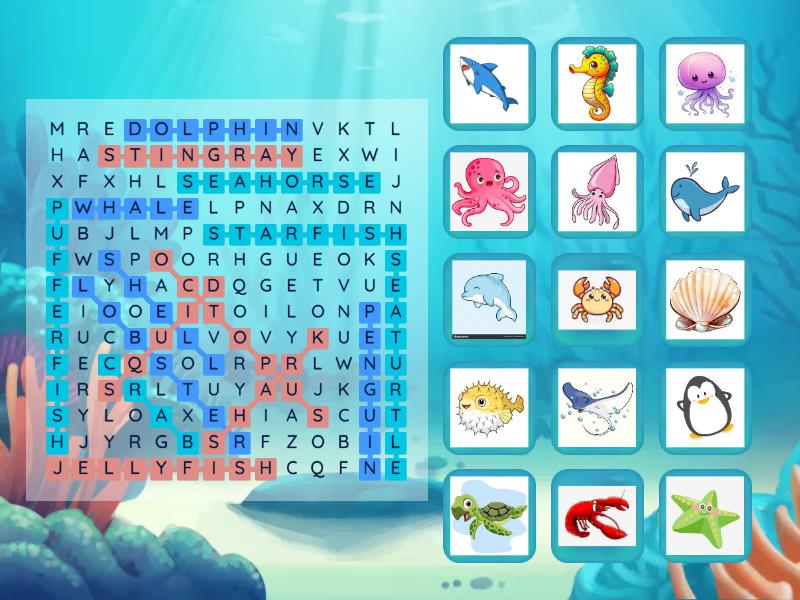 Sea Animals - Wordsearch