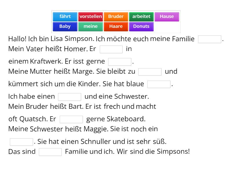 Simpsons - Vorstellung - Complete the sentence