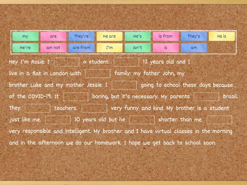 Verb to be - Text - Palabra perdida