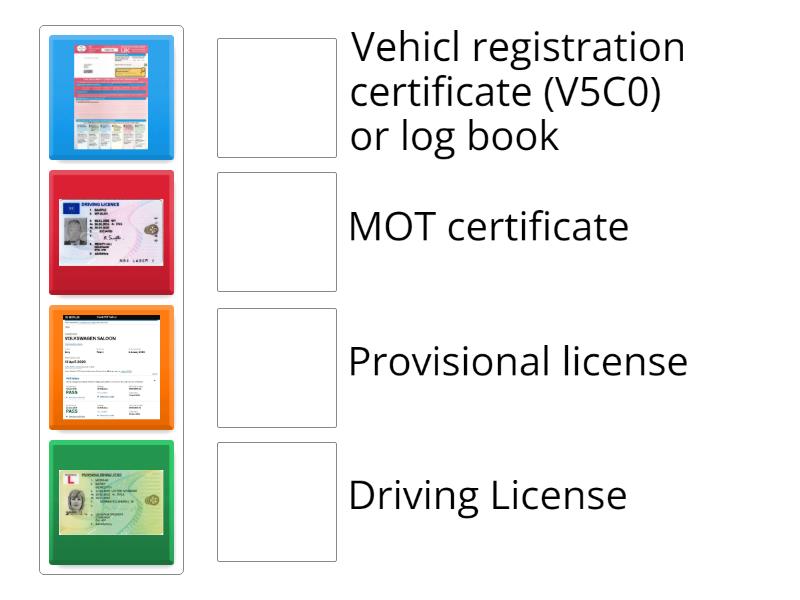 Vehicle documents - Match up