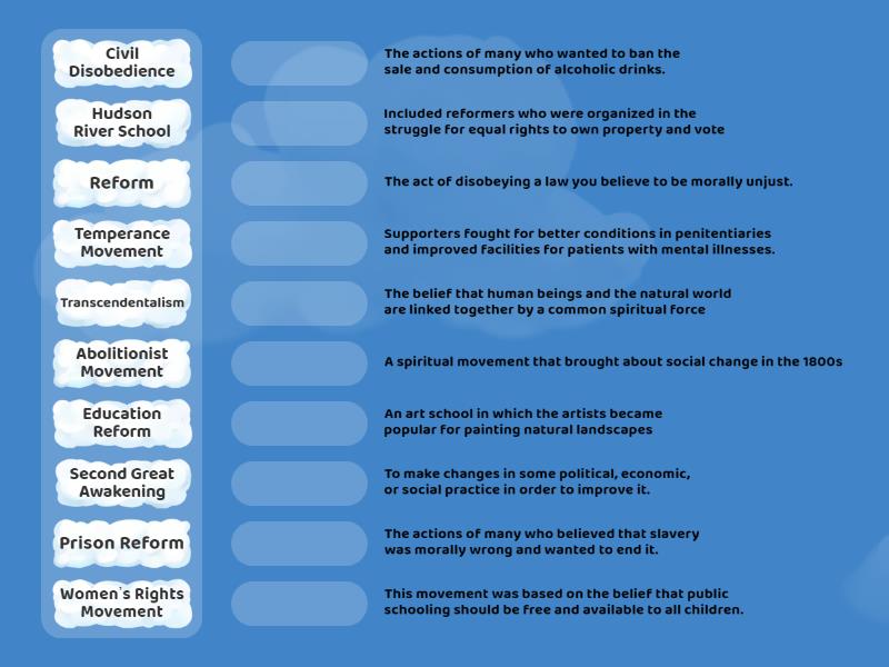 Reform Vocabulary Unit 8 - Match up