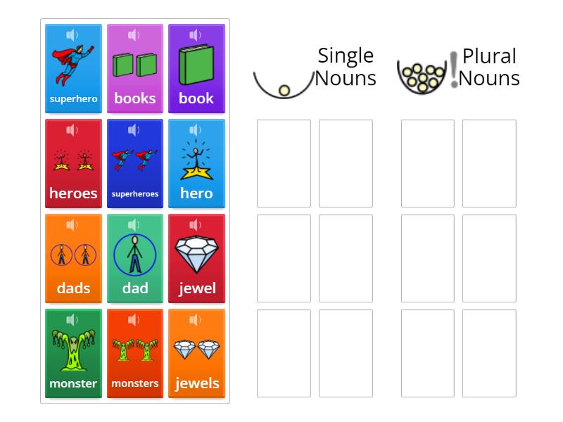 Single nouns vs Plural nouns - Send for a Superhero - Group sort