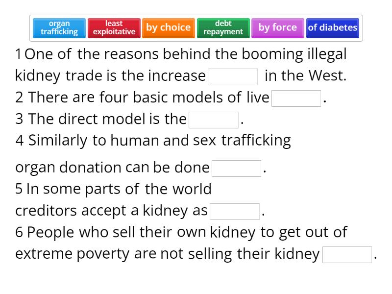 U7 Illegal organ (kidney) trade - sentences - Complete the sentence