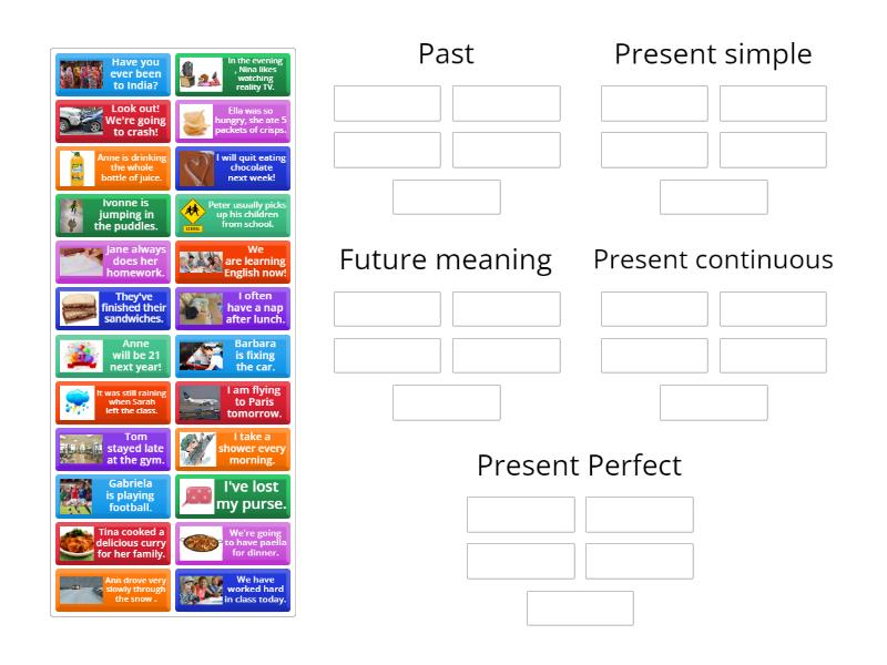 Past, present and future tense sorting - Revision - Group sort