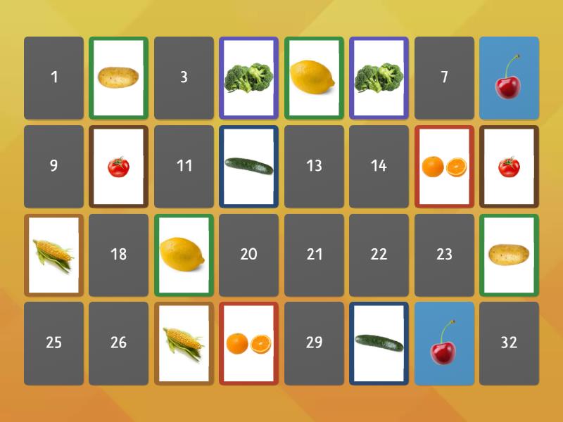 Fruit and vegetables - Matching pairs