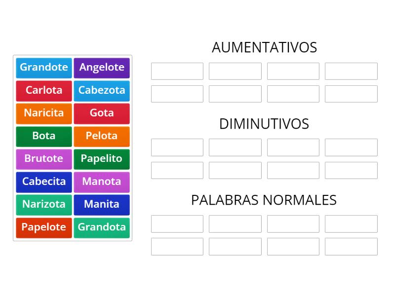 Aumentativos y diminutivos - Group sort