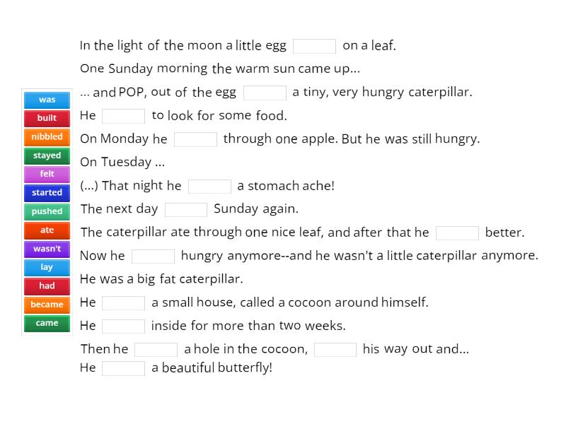 The Very Hungry Caterpillar - Simple Past Tense - Vervollständige den Satz