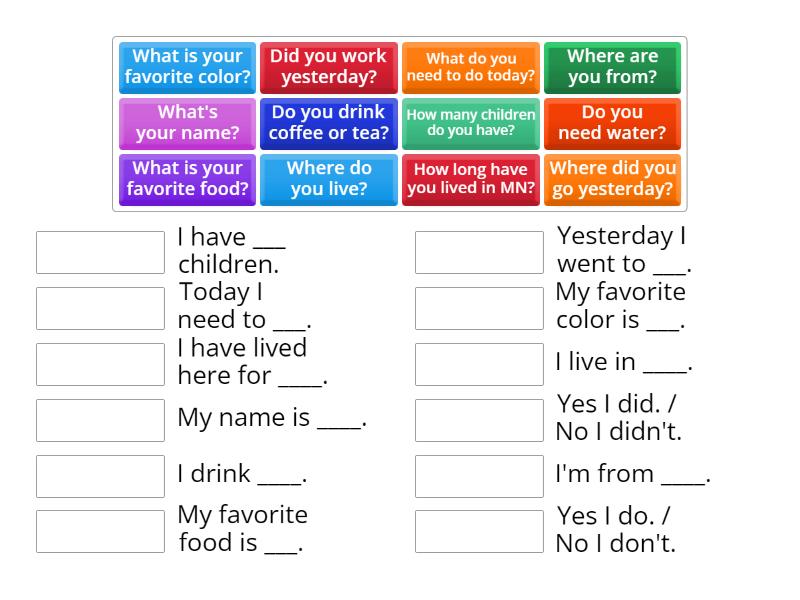 Introduction Questions and Answers - Une las parejas
