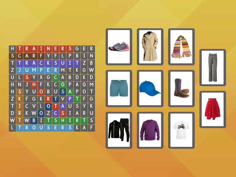 Solutions Elem 3A Clothes - Sopa de letras
