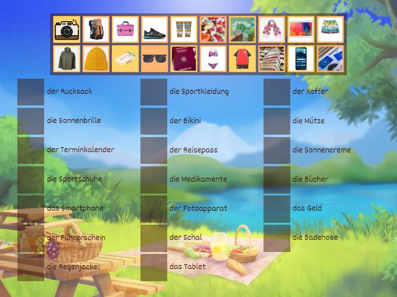 Was braucht man im Urlaub? - Match up
