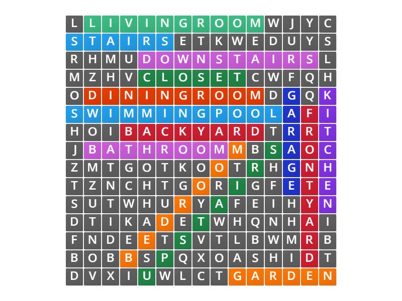 Places in a home lexicon - Wordsearch