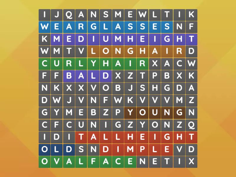 Find out the words - Topic "Appearance"- Ms. Ly - Wordsearch