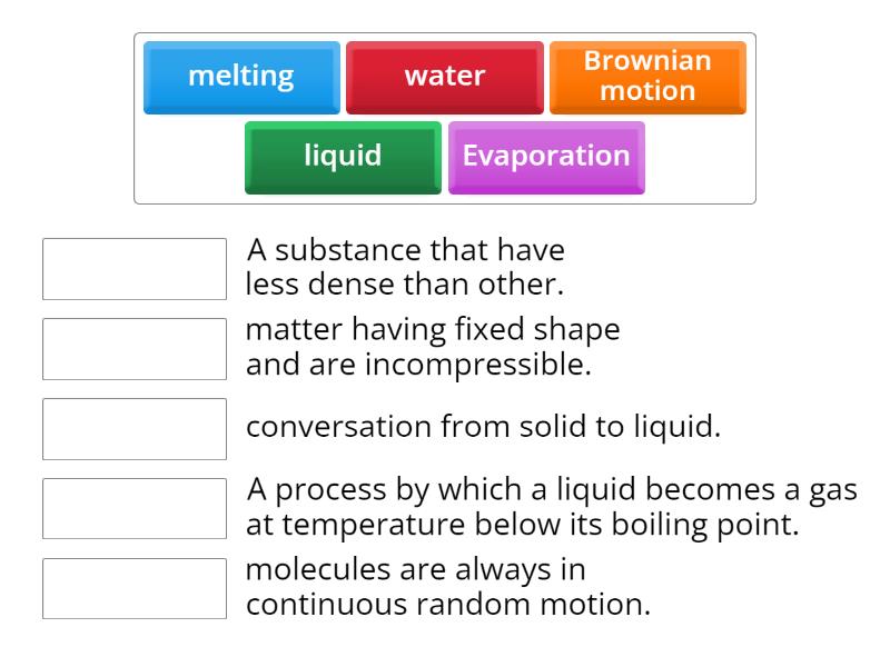 Properties of matter - Match up