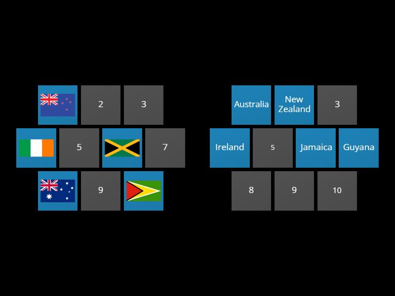 Countries x Flags - Matching pairs