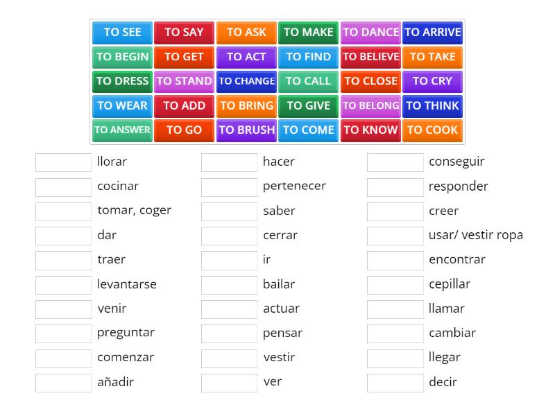 Repaso verbos 1 - Match up
