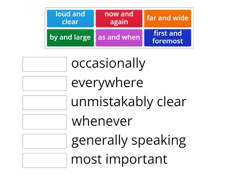 Idioms - pairs of adverbs - Match up