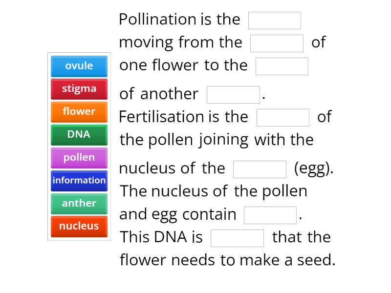 Pollination and Fertilisation - Complete the sentence