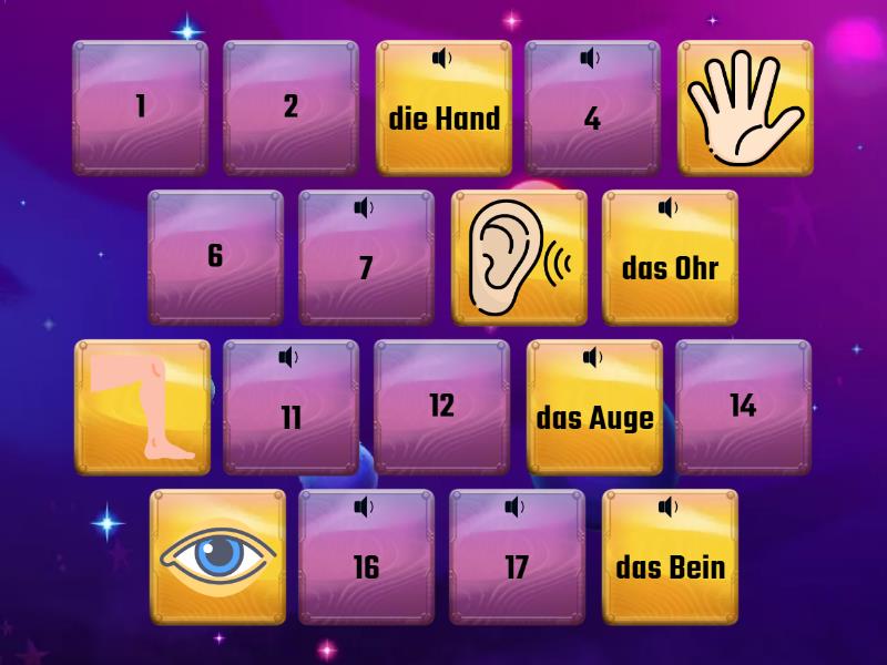 Körperteile Memoryspiel - Matching pairs