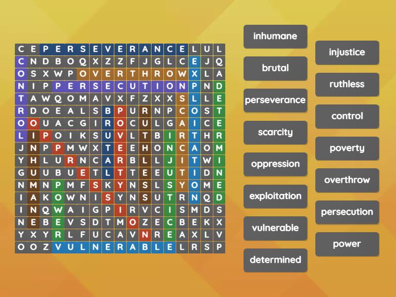 The Hunger Games Vocabulary - Wordsearch