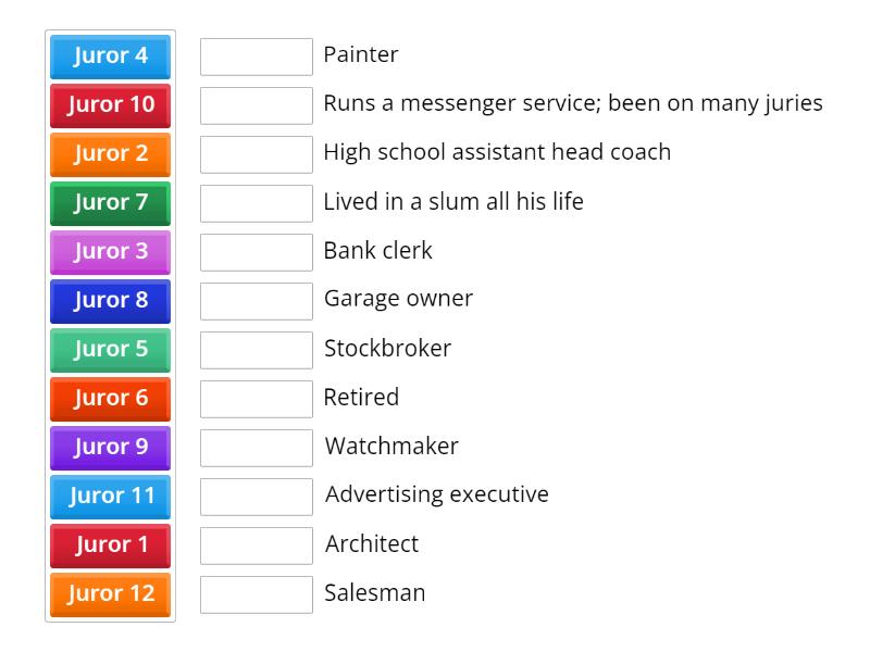 12 Angry Men: Juror Occupations - Match up