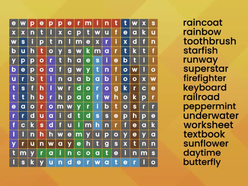 compound words - Wordsearch