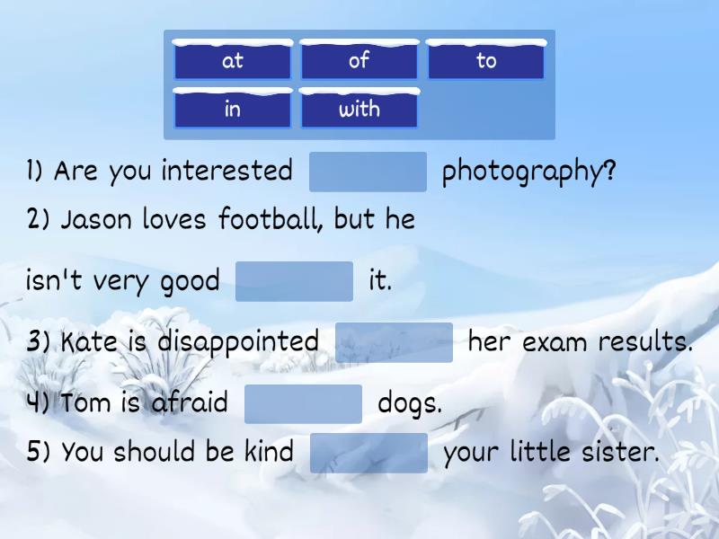Solutions Elementary 4E Adjectives with prepositions - Complete the sentence