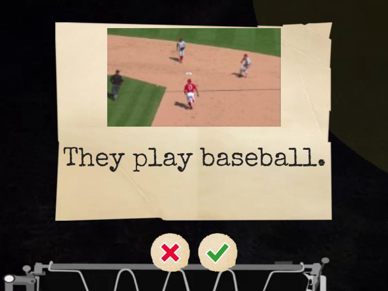 I play baseball. - Flash cards