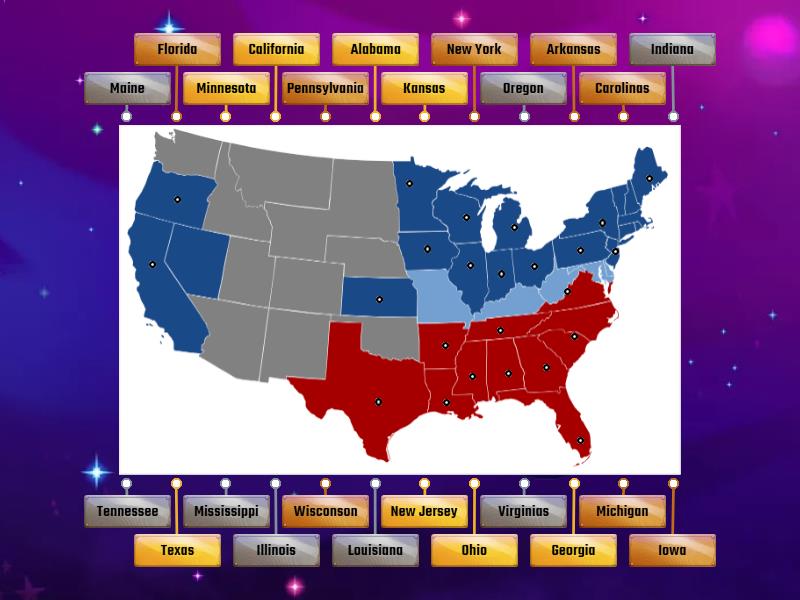 US Borders in Civil War - Labelled diagram