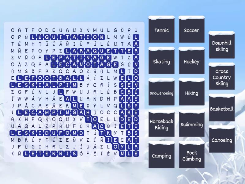 French Sports - Wordsearch