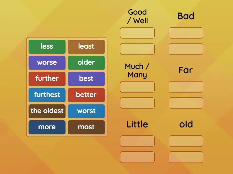 Superlatives - Irregular Adjectives - Group sort